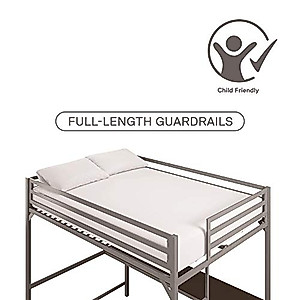 DHP Miles Metal Full Loft Bed with Desk, Silver