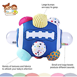 The Season Toys Football Bumpy Ball for Baby Cognitive Developmental, Baby Boys & Girls – Newborn to 36 Months Sensory Football Rattle Toy, Blue