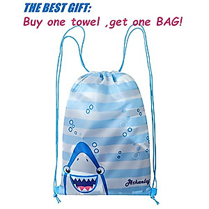 Athaelay Kids Towels with Hood for Bath Beach Pool Toddler Hooded Towel Poncho Swim Cover-ups with Drawstring Bag (Alligator)