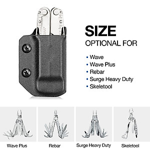 Kydex Multitool Sheath for LEATHERMAN WAVE & WAVE + PLUS/REBAR/SURGE HEAVY DUTY/SKELETOOL Multi Tool Pouch, Multi-tool not included, Kydex and Carbon Fiber Available