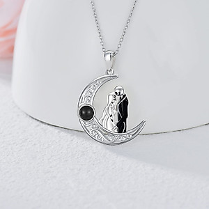 LILALO Jack and Sally Nightmare Necklace I Love You in 100 Languages Fashion Jewelry for Women Birthday