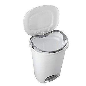 Rubbermaid Classic 13 Gallon Premium Step-On Trash Can with Lid and Stainless-Steel Pedal, White Waste Bin for Kitchen