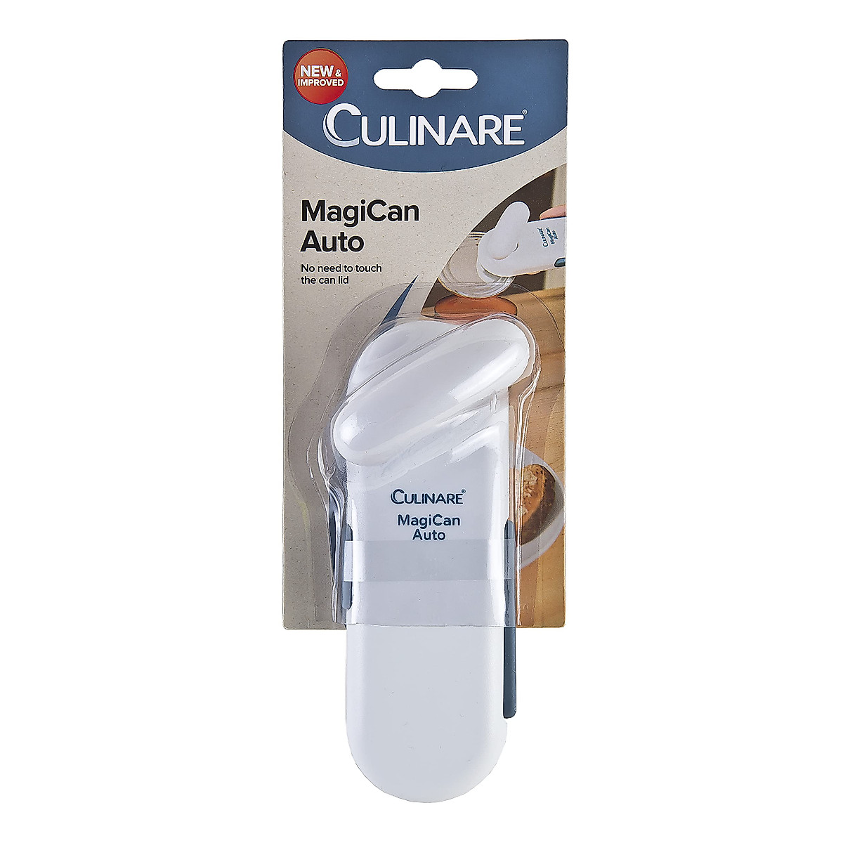 Culinare C10011 MagiCan Auto 2 Can Opener - Manual opener with a patented cutting system and a strong clamp mechanism for single-hand use, in white, 20 x 5 x 15 cm