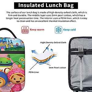 CONPELSON Lunch Bags Team Anime Umizoomi Insulated Lunch Tote Reusable Portable Lunch Box for Outdoor Office Picnic 10 X 4 X 8 in