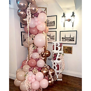 Bezente Blush Dusty Pink Latex Balloons, 60pcs 12 inch Beige White Dusty Rose Gold Nude Latex Balloons Kit for Baby Shower for girl, Bridal Shower, Wedding, Boho Birthday Party Decorations
