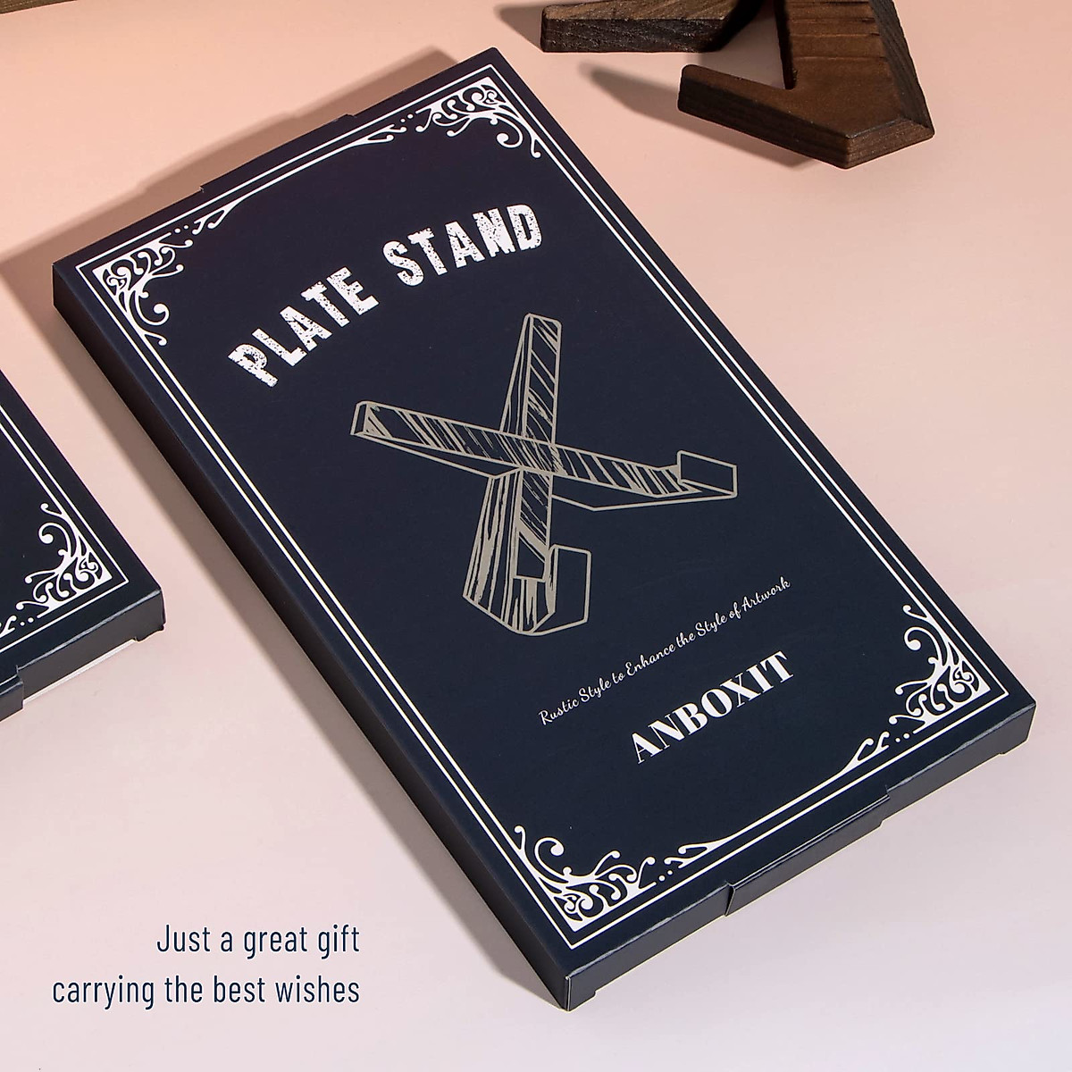 ANBOXIT Plate Stand for Display - 3 Pack 6.5 Inch Plate Holder Display Stand, Wooden Picture Frame Stand, Decorative Table Top Easels for Display