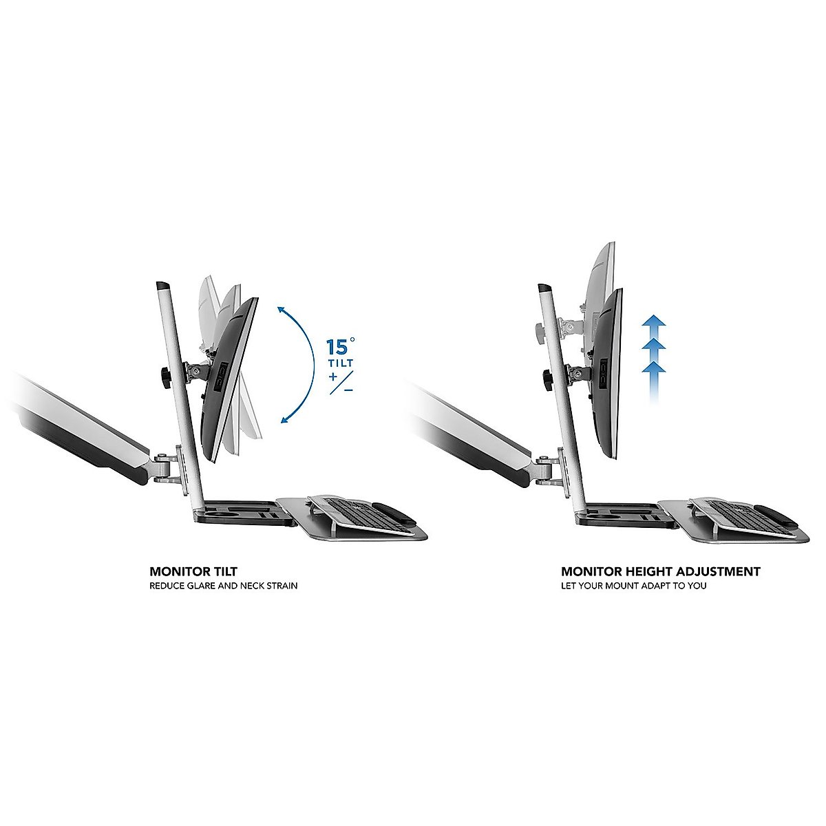 Mount-It! Sit Stand Workstation for Single Monitor and Keyboard - Height Adjustable Standing Desk Mount with Monitor Mount and Keyboard Tray