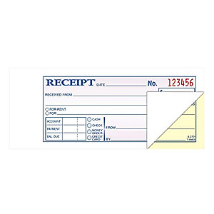Adams Money and Rent Receipt Book, 2-Part, Carbonless, 2.75 x 7.19 Inch, 50 Sets, White and Canary (DC2701)