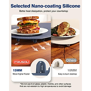 Electric Warming Tray, iTRUSOU Silicone Warming Mat for Food with 7 Level Temp, Switchable Celsius/Fahrenheit, 1-8Hr Auto Shut-Off, Upgrade Strap Keep Food Warm at Buffet, Party, Sabbath, Daily Use