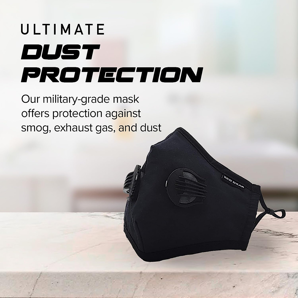 ECO-GEAR Anti Pollution Face Mask Particulate Respirator| Mask for Dust, Exhaust Gas, Smoke, Smog, Pollen and Fumes | Unisex Military Grade Washable Mouth Mask