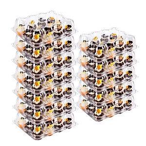 NPLUX 12 Count Mini Cupcake Containers 20 Pack Cupcake Holder with Detachable Tall Dome Lids Mini Plastic Stackable Cupcake Boxes for 240 Cupcakes, BPA Free