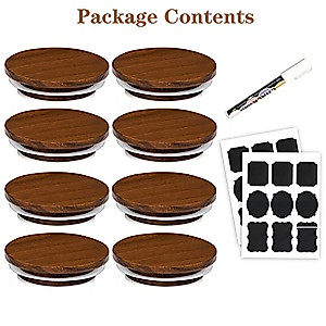 Wooden Mason Jar Lids Regular Mouth Storage Canning Jar Lids, CNVOILA 8 Pack Lids for Regular Mouth Mason Jar