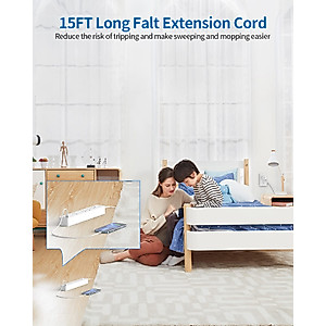 Flat Extension Cord 15 ft, NTONPOWER Ultra Thin Flat Extension Cord Under Carpet, Rug, Door, Wall Mount Power Strip Flat Plug with 4 Outlets 2 USB, Overload Protection for Home Office Indoor, White