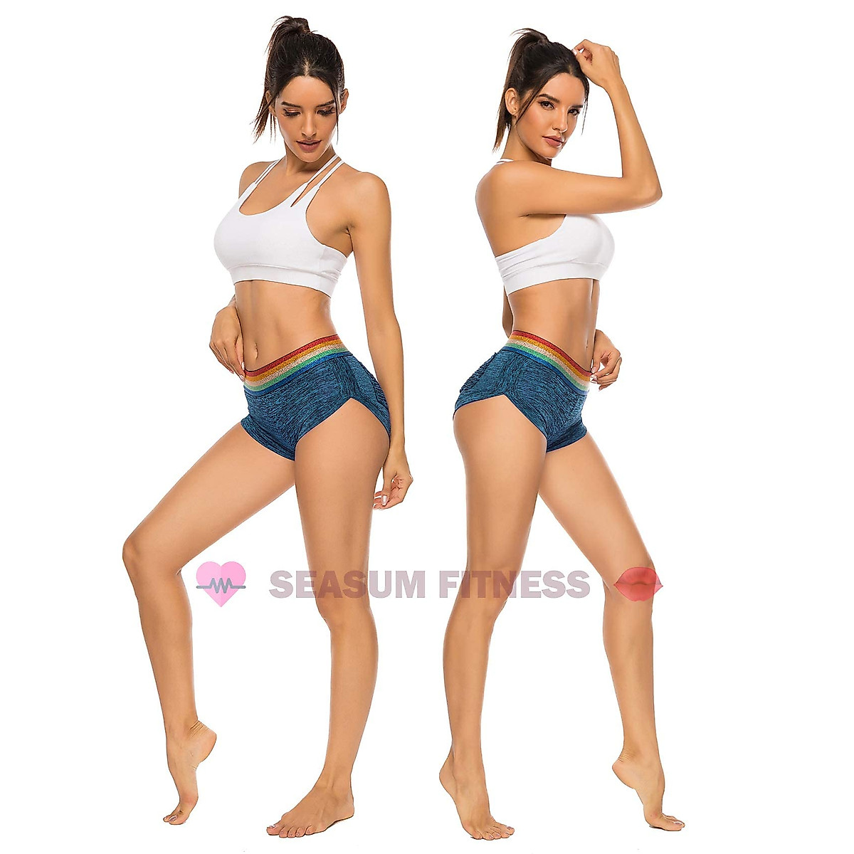 SEASUM Women Sexy Booty Shorts High Waisted Butt Lifting Hot Dance Costume Exotic Rave Clubwear S