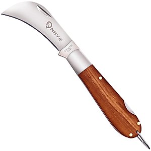 NAYE Folding Garden Knife With Lock Back Hawkbill Blade For Pruning Foraging Mushroom,Gardening Gift For Gardeners