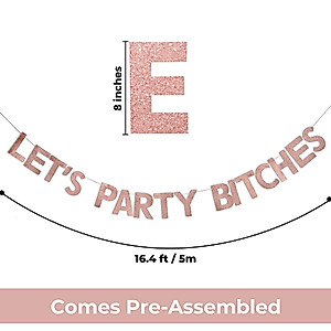 Rose Gold Let's Party B-tches Banner - Girls Night Decorations for Adults - Bachelorette Party, Birthday, Game Night, Lingerie Party, Pajama, Pink, Ladies Night & Divorce Party Decorations for Women