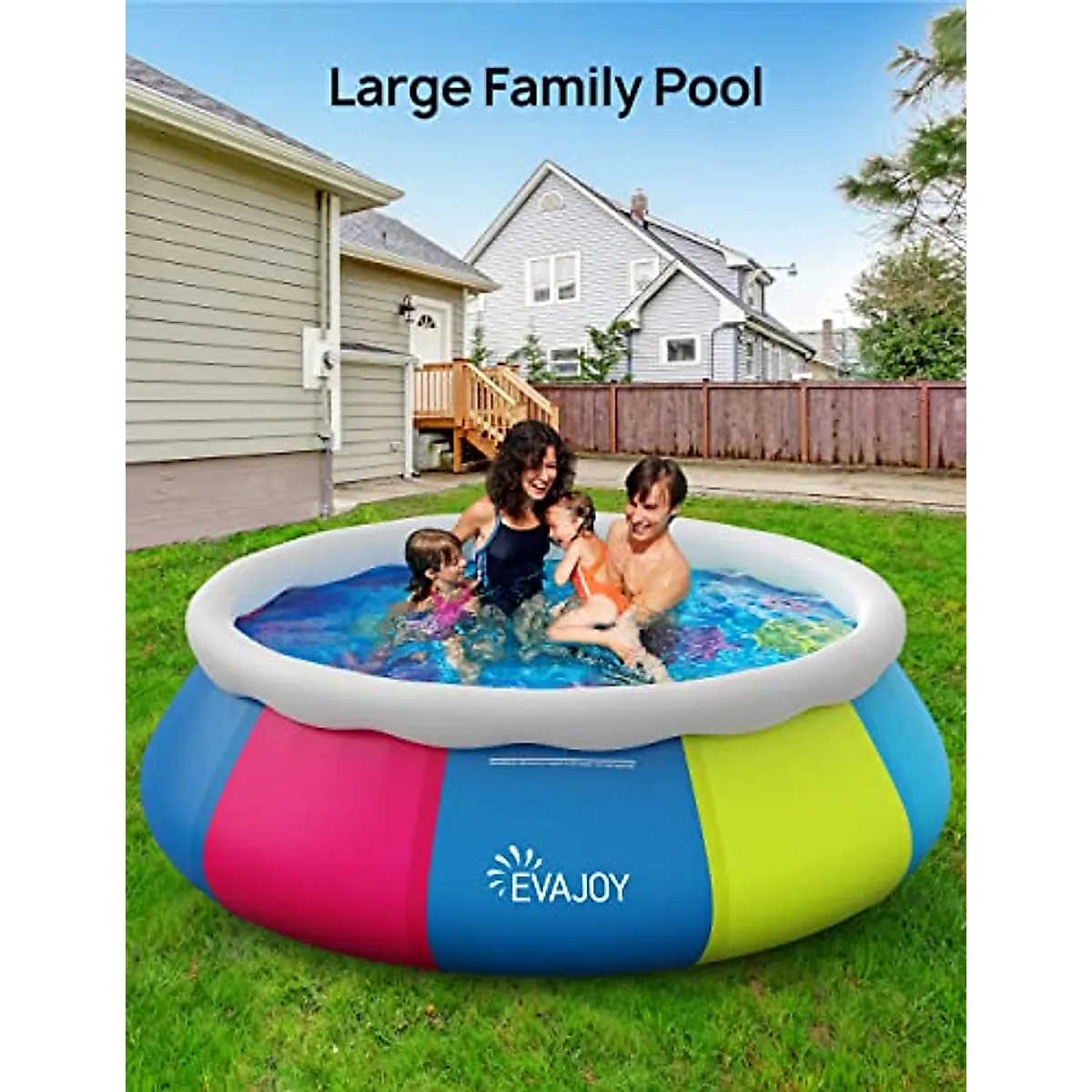 Swimming Pool, EVAJOY 10ft ×30in Above Ground Pool Easy Set, Blow Up Pool Kiddie Pool Inflatable Top Ring Swimming Pools for Adults Family Backyard Outdoor with Pool Cover
