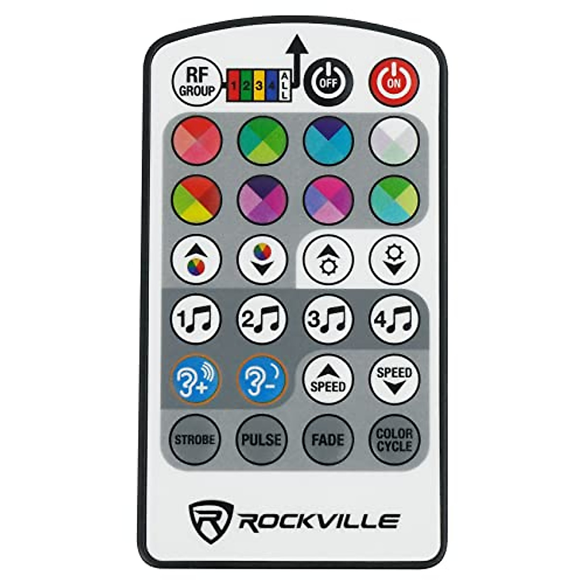 Rockville Mini RF1 V2 Black Recharegable Wash Light, RGBWA+UV, 12 Watts,| 4-Channel RF with Incldued Remote, 15 Hours Battery Life, Perfect for Parties, DJs, Events