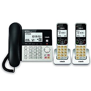 VTech VG208-2 DECT 6.0 2-Handsets Corded/Cordless Phone for Home with Answering Machine, Call Blocking, Caller ID, Large Backlit Display, Duplex Speakerphone, Intercom, Line-Power