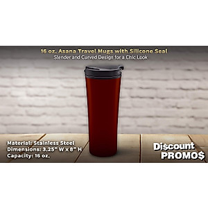 DISCOUNT PROMOS 16 oz. Asana Travel Mugs with Silicone Seal - 6 Pack - Red