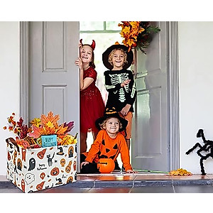 HIYAGON Halloween Basket Trick or Treat Halloween Basket for Boys and Girls Pumpkin Basket for Halloween Parties Cute Storage Bin Organizer Box Rectangular Room Decor(Halloween Basket)