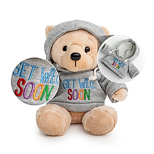 Tonsillectomy Gift Get Well Soon Teddy Bear with Goodbye Tonsils Children's Book Gift Set, Kids Tonsillectomy Recovery - Blue Gray Hoodie