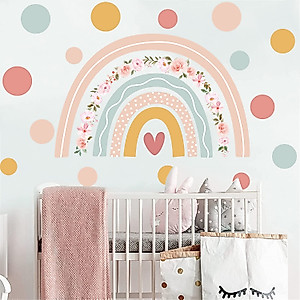 Boho Rainbow Graffiti Wall Decals, Peel and Stick PVC Wall Stickers, Vinyl Art Removable Mural Home Decor for Baby Kids Teen Girls Bedroom Playroom Living Room Nursery Classroom (Rainbow-06)