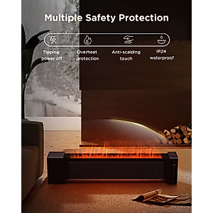 AIRMATE Electric Fireplace Heater 45"& Humidifier 2in1 with Remote, Silent 35dB Linear Fireplace Realistic Flame, Thin Indoor Fireplace Electric for the Living Room, 1200w LED Touch Control, 24H Timer