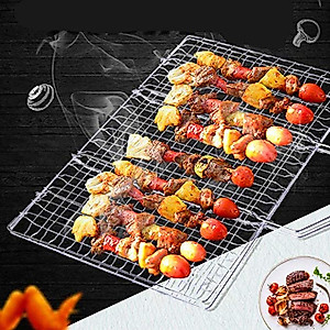 Foldable Grill Basket,Portable Stainless Steel BBQ Barbecue Grilling Basket,With Removable Handle,For Vegetables,Steak,Fish,Shrimpand Whether At Home or OutdoorsBBQ,It Is A Very Practical Barbecue Tool
