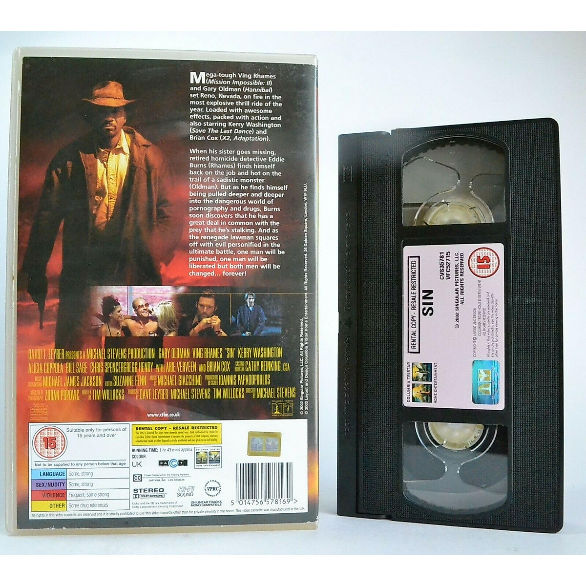 Sin: Columbia (2003) - Crime Thriller - Large Box - G.Oldman/V.Rhames - Pal VHS