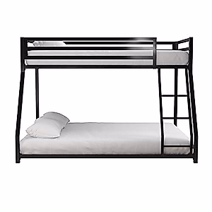 DHP Miles Metal Bunk Bed, Black, Twin over Full 77.5 inch L x 56.5 inch W x 54 inch H