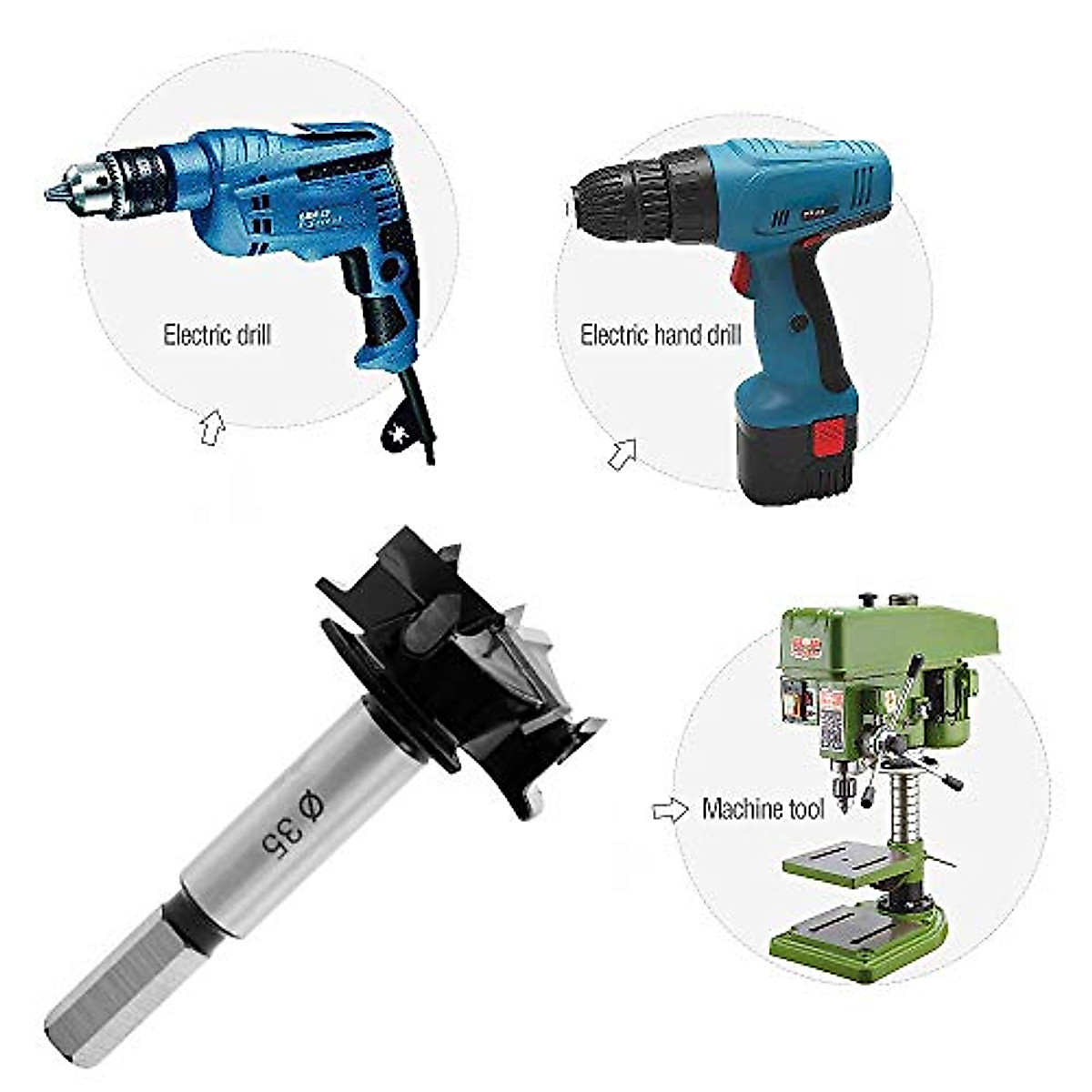 Hinge Jig Drill Kitchen Cupboard/Hinge Cup Drilling Hole Saw Cutter - Hinge Boring Forstner Drill Bit 35mm Diameter, 10mm Shank (Three feet 35MM)