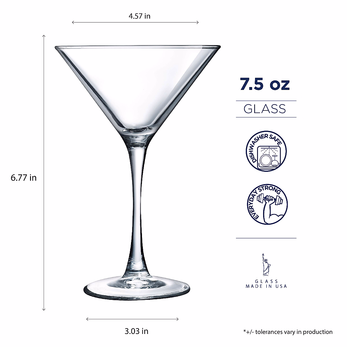 Luminarc ARC International Atlas Martini Glass (Set of 4), 7.5 oz, Clear