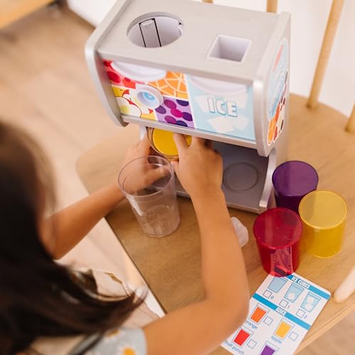 Melissa & Doug Wooden Thirst Quencher Drink Dispenser With Cups, Juice Inserts, Ice Cubes - FSC Certified