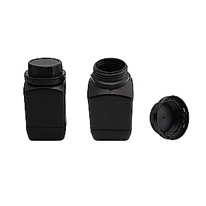Othmro 2Pcs Plastic Bottles Lab Chemical Reagent Bottles 500ml/17oz Wide Mouth Plastic Containers Liquid/Solid Square Sample Storage Containers Sealing Bottles Black with Anti-theft Cap for food store