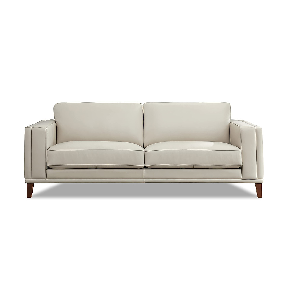 Hydeline Lyon Top Grain Leather Sofa Couch, 89", Vanilla, Feather Down, Memory Foam and Springs Seating