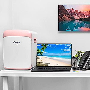 Cooluli 15L Mini Fridge for Bedroom - Car, Office Desk & College Dorm Room - 12V Portable Cooler & Warmer for Food, Drinks, Skin Care, Beauty, Makeup & Cosmetics - AC/DC Small Refrigerator (Pink)