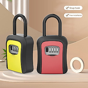 lamphle 1 Set Key Box with Code Wall Mount Organizer 4 Digit Key Combination Lock High Hardness Quick Reset Safe Lock Box Plastic with Hanging Hook Storage Key/Card Password Lock Black