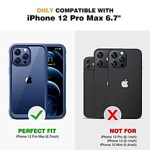 Miracase Designed for iPhone 12 Pro Max Case, Full Body Rugged Case with Built-in Touch Sensitive Anti-Scratch Screen Protector, Soft TPU Case Compatible with iPhone 12 Pro Max 6.7", Dark Blue