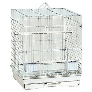 Blue Ribbon Square Roof Bird Cages, 18-Inch by 18-Inch by 22-Inch, White/Granite