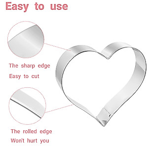 JOB JOL Cookie Cutters 6 PCS, Heart Cookie Cutters, 2'' to 4'', for Valentine's Day