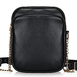 Multi Pocket Black Leather Crossbody Bag for Women Handbag Cute Little Purse Small Ladies Shoulder Strap Cross Body Bag Best Designer Crossbody Purse Girls Casual Chain Cell Phone Bags