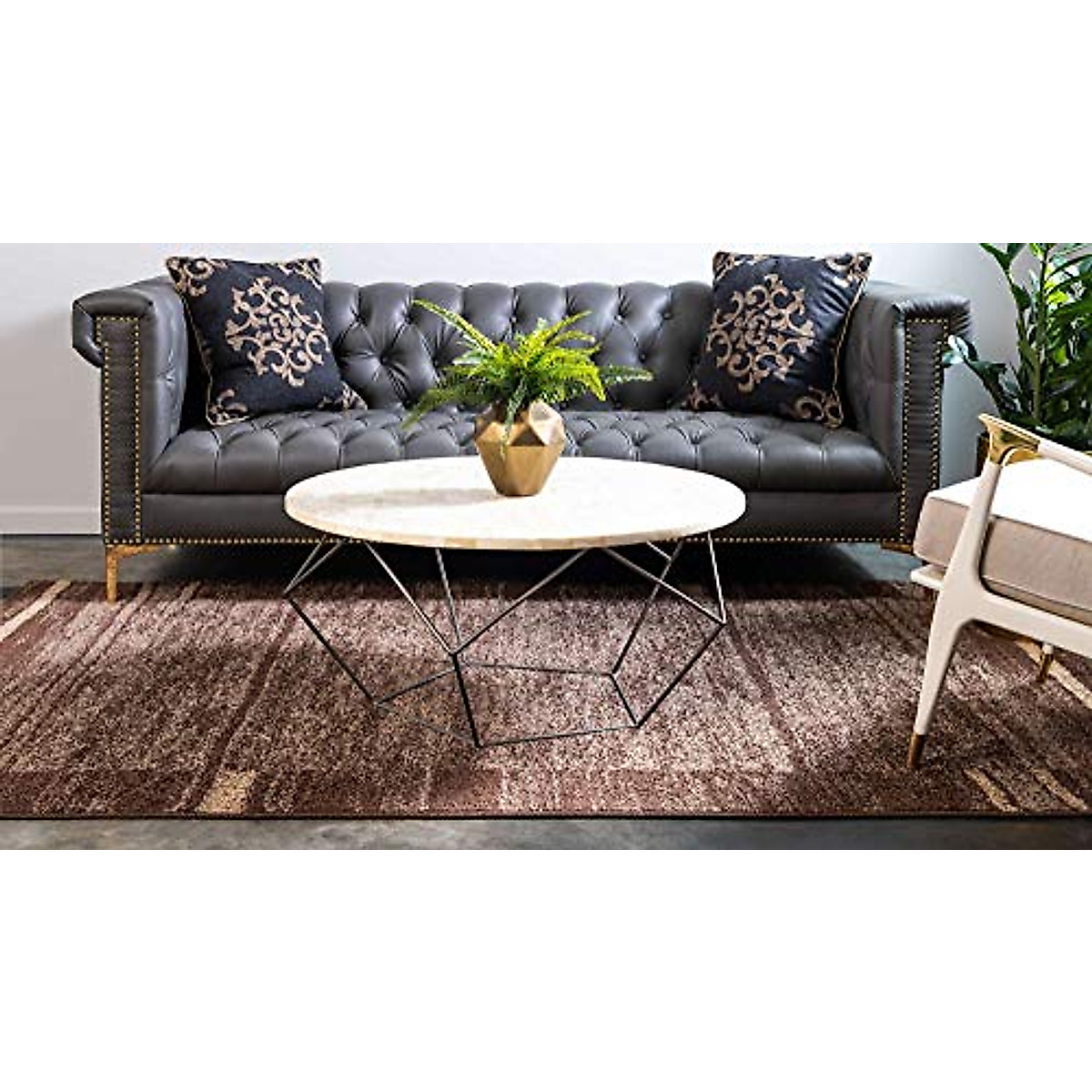 Unique Loom Autumn Collection Modern Contemporary Casual Abstract Area Rug, Rectangular 9' 0 x 12' 0, Brown/Beige Border