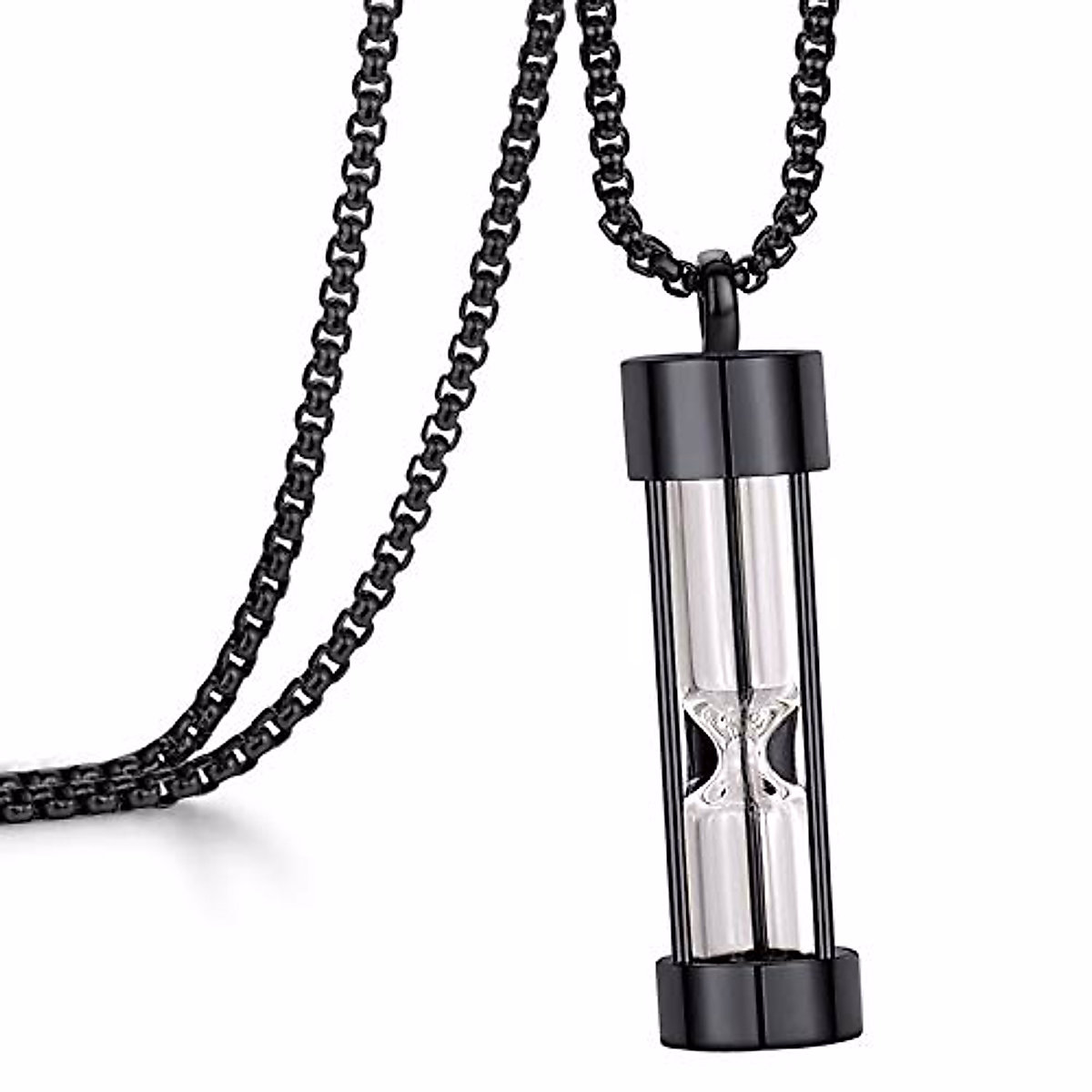 YOUFENG Urn Necklace for Ashes Timeless Hourglass Memorial Pendant Keepsake Cremation Jewelry for Human Pet Ashes Black