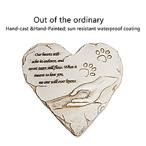 jinhuoba New York Dog Pet Memorial Stones, Hand-Painted Heart-Shaped Loss of Pet Dog Memorial Gifts with Sympathy Poem and Paw in Hand Design, (White)