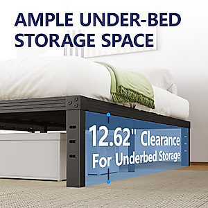 Furnitui 14 Inch High Metal Queen Bed Frame, Platform Bed Frame Queen Size No Box Spring Needed, Easy Assembly, Noise Free, Sturdy, Black