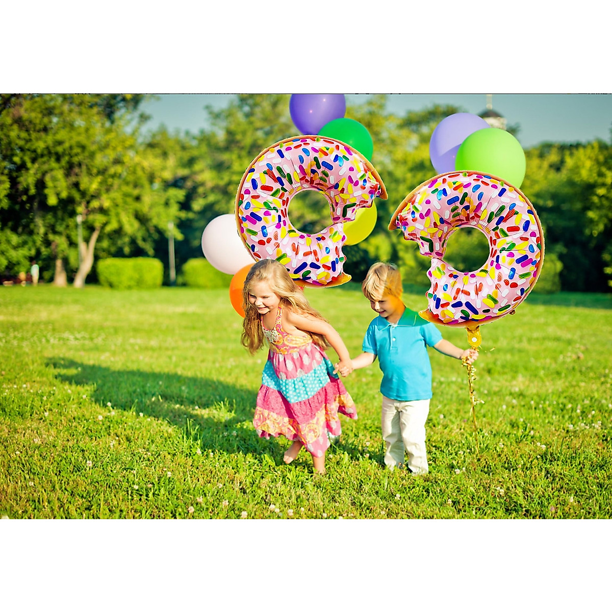 2PCS Donut Balloons Birthday Party Decorations Doughnut Foil Aluminum Balloon for Baby Shower Happy Birthday Graduation Party Supplies