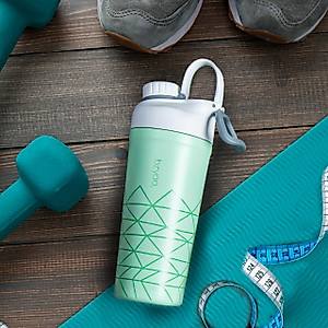 bzyoo 26oz Double-Walled Stainless Steel Insulated Tumbler with Straw Leak Proof Ideal for Smoothies, Ice Tea or Coffee Includes Mixer Ball BPA Free - Spidy Green