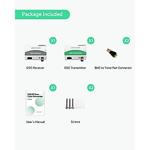 【Upgraded】LINOVISION POE Over Coax EOC Converter IP Over Coax Max 3000ft Power and Data Transmission Over Regular RG59 Coaxial Cable for Upgrading Analog Surveillance System to IP Surveillance System