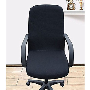 Trycooling Modern Simplism Style Chair Covers Cotton Office Computer Stretchable Rotating Chair Cover (Medium, Black)